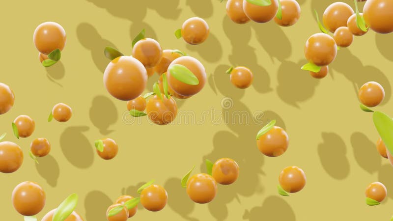 Oranges Falling on a Yellow Background. Abstract Animation Stock ...
