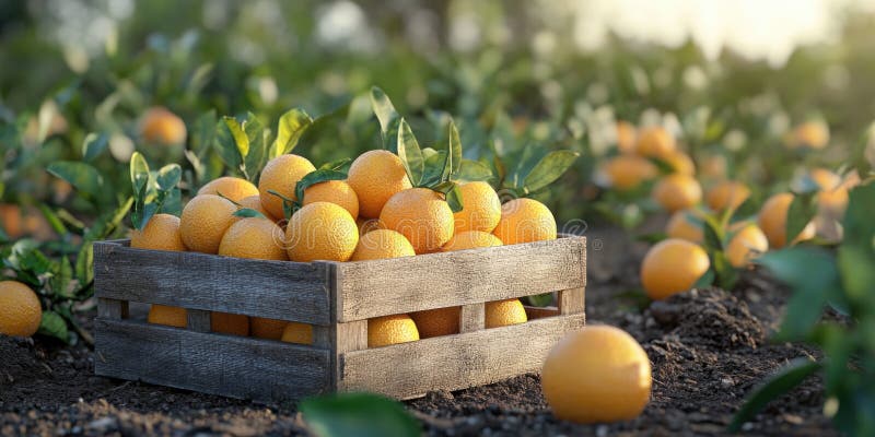 Oranges in Field stock photo. Image of outdoors, crate - 376486938