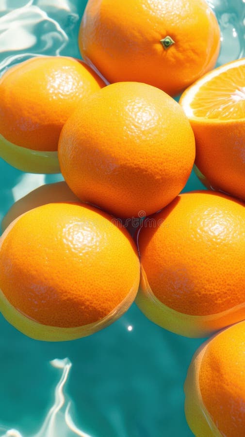 Oranges Floating in Clear Blue Water Create a Refreshing Summer Vibe ...