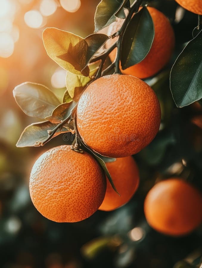 Oranges Hanging from a Tree in Sunlight. Stock Photo - Image of orchard ...