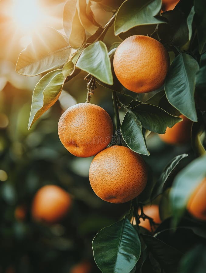 Oranges Hanging on a Tree in Sunlight. Stock Photo - Image of sunlight ...