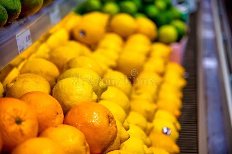 Oranges and Lemons in a Fruit Shop Stock Image - Image of lemon ...