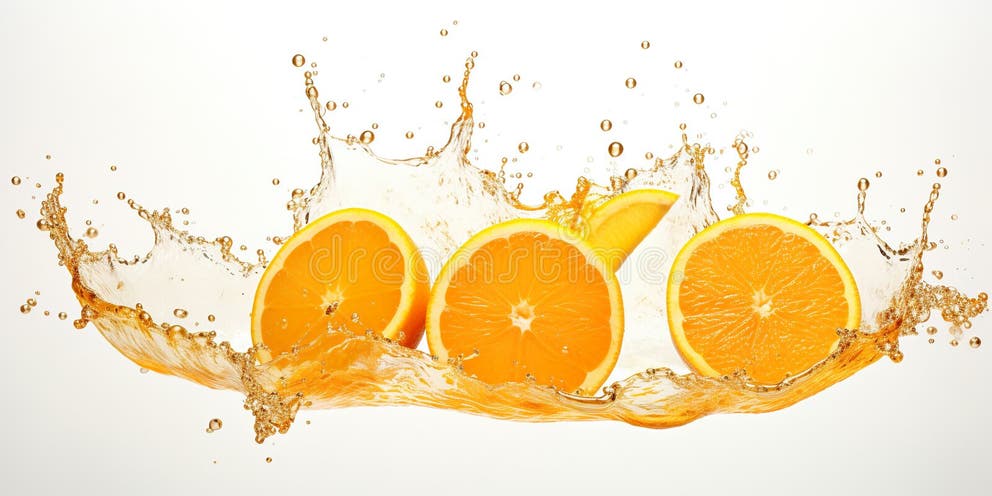 Oranges Falling with a Splash of Orange Juice. Stock Illustration ...