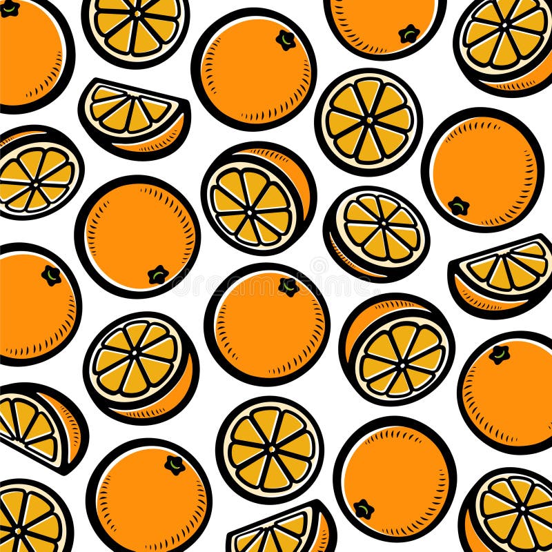 Oranges Pattern Background Set. Collection Icons Orange Stock Photo ...