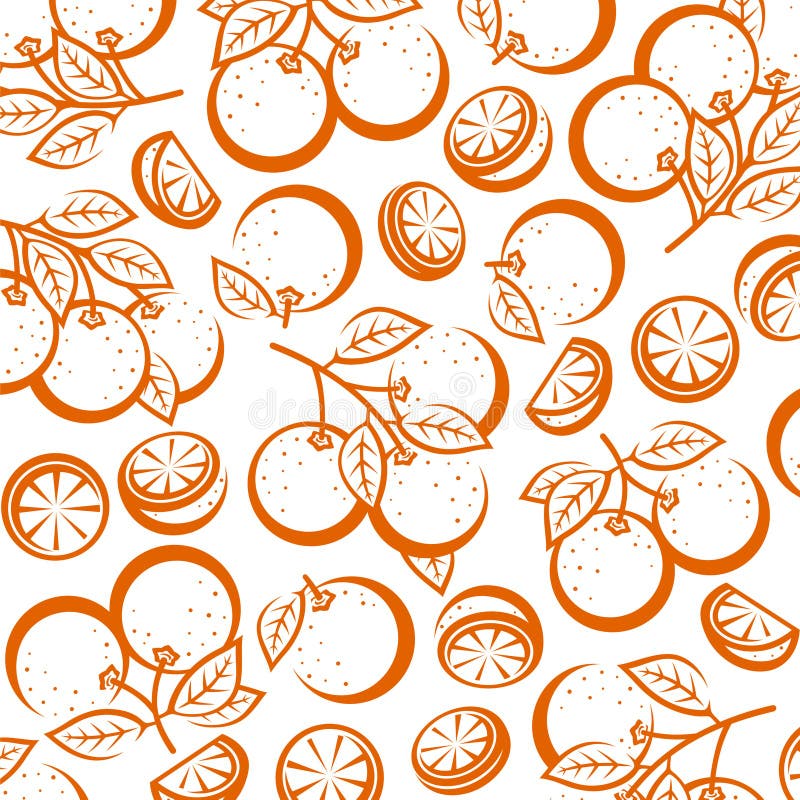 Oranges Pattern Background Set. Collection Icons Orange Stock Vector ...