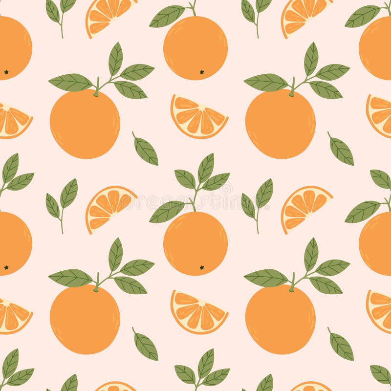 Oranges, Seamless Vector Pattern. Bright Summer Pattern with Oranges on a Pink Background in a ...