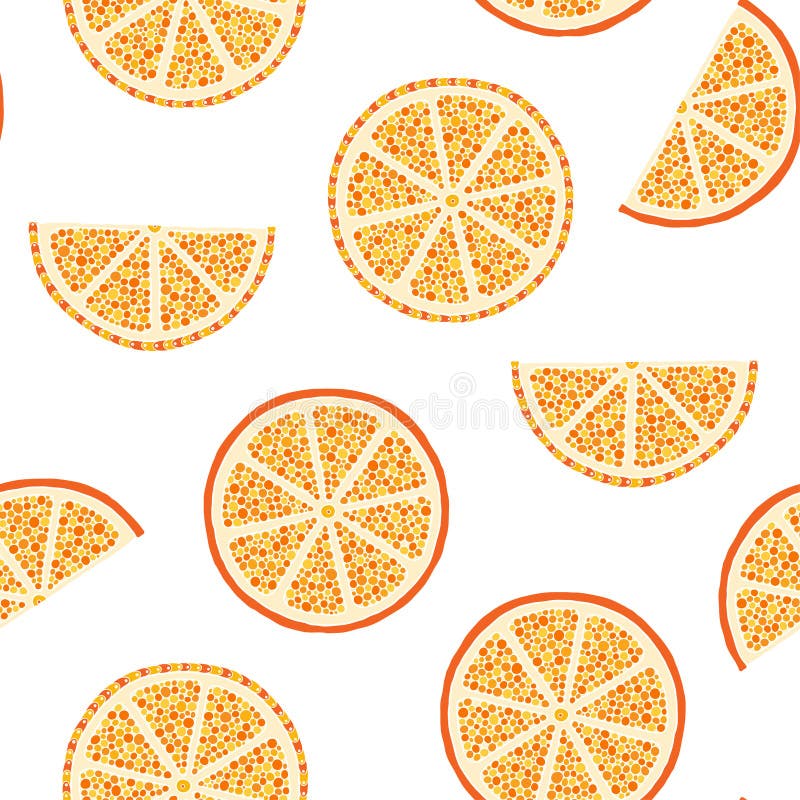 Oranges Slices on a White Background Seamless Pattern Stock Vector ...