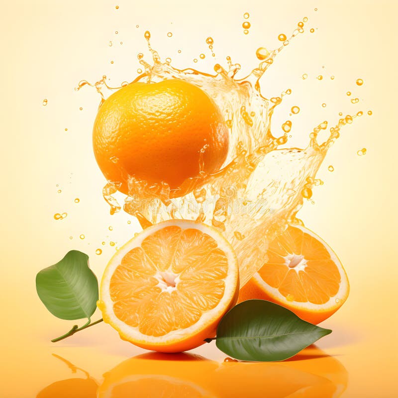 Oranges Splash in Light Orange Background Ai Generator Stock ...