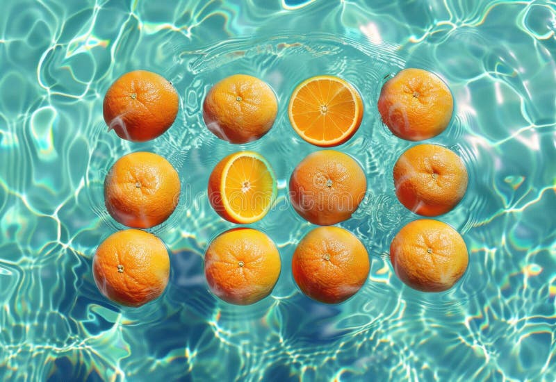 Oranges on the Surface of a Pool Stock Photo - Image of sweet, bright ...