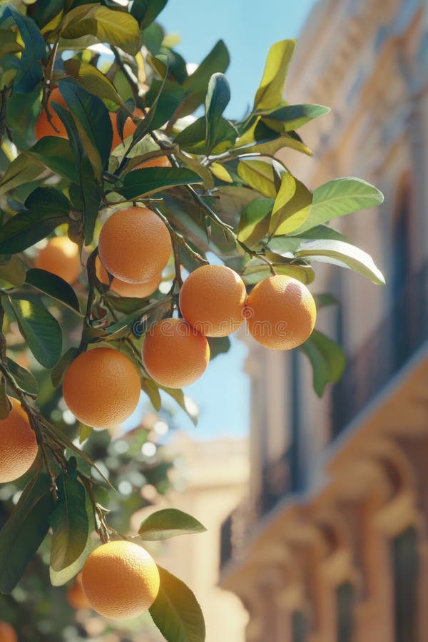 Oranges on Tree Branches stock image. Image of warm - 377581473
