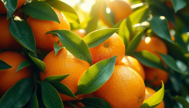 Oranges on Tree. Many Oranges Close Up Stock Illustration ...