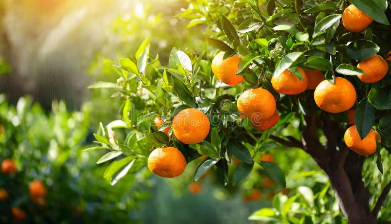 Oranges on Tree Orange Tree with Fruits Stock Illustration ...