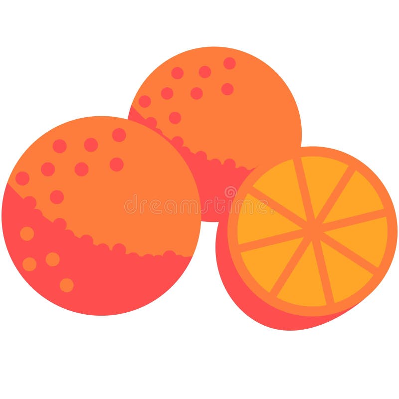 Oranges Vector Ripe Fruits Icon Isolated on White Stock Illustration ...