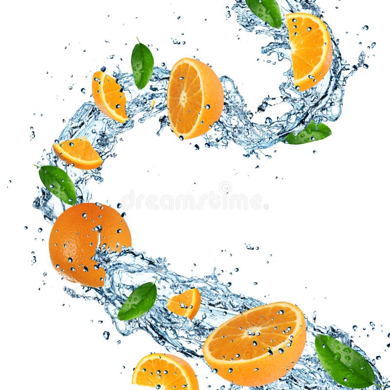 Oranges with water splash stock photo. Image of liquid - 32639230