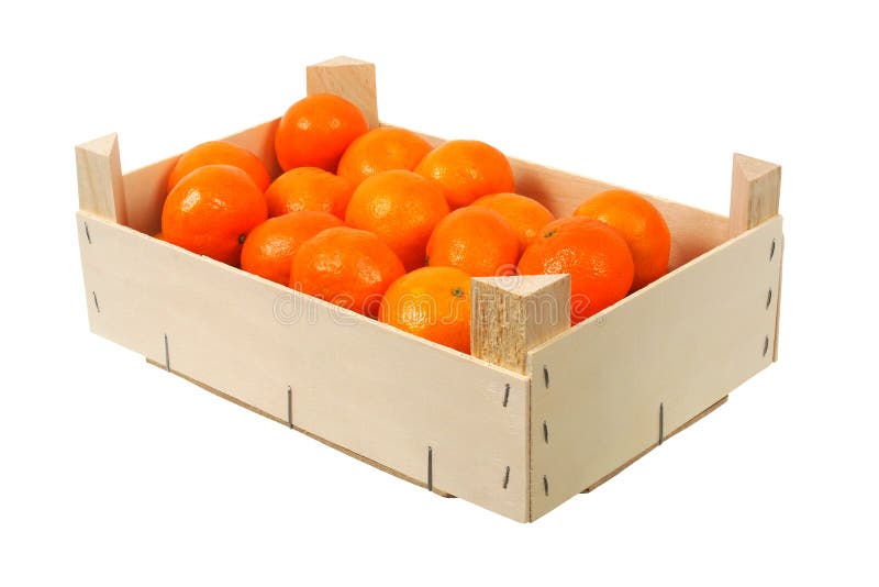 Wood Box Of Mandarin Oranges Stock Photo - Image of crate, produce ...