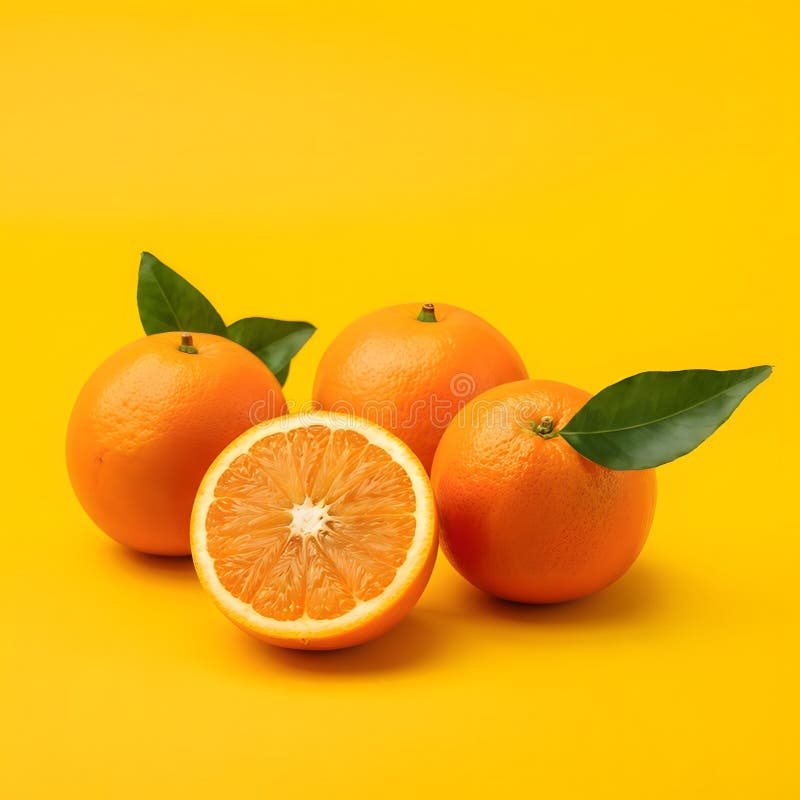 Oranges on a Yellow Background Stock Illustration - Illustration of ...