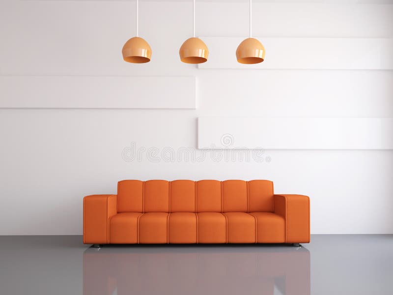 Oranje bank stock illustratie. Illustration of sofa, ontwerper - 5437005