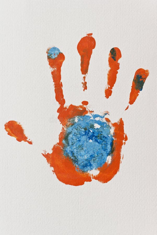 Oranje hand-Druk stock illustratie. Illustration of verf - 21156516