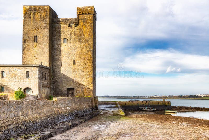 Oranmore Castle from Galway City Stock Image - Image of ocean, town ...