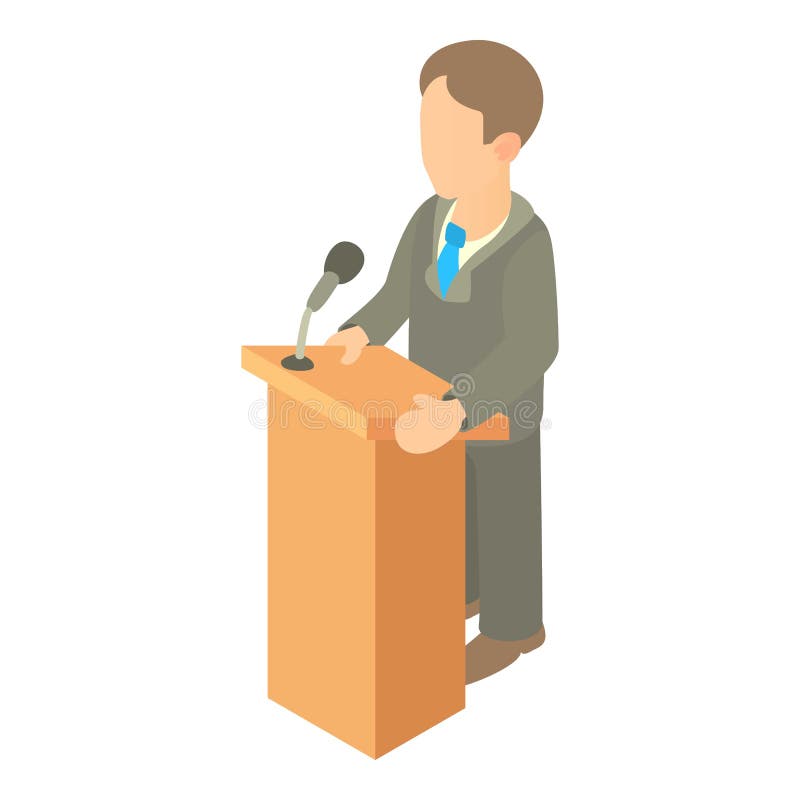 Orator Speaking from Tribune Icon, Cartoon Style Stock Vector ...