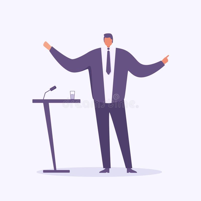 Orator Speaking from the Tribune, Public Speaker Stock Vector ...