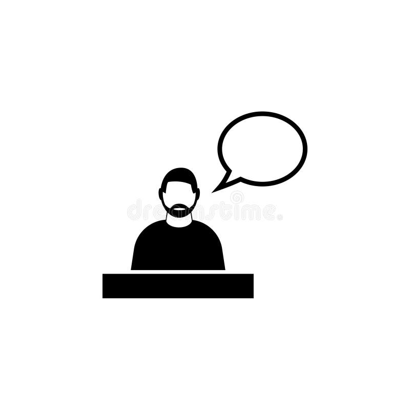 Orator Speaking From Tribune Speaker Flat Vector Icon Stock Vector Illustration Of Silhouette