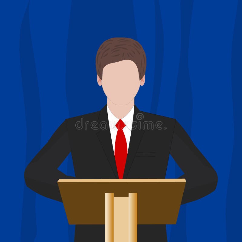 Orator Speaking from Tribune Stock Vector - Illustration of leadership ...