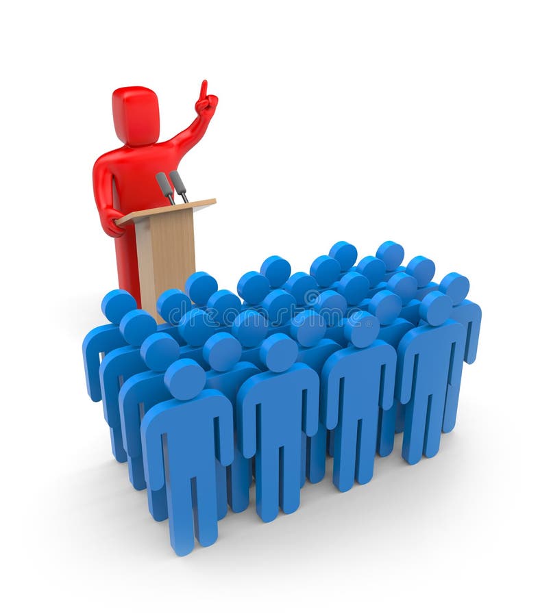 Orator on Tribune with Crowd Stock Illustration - Illustration of ...