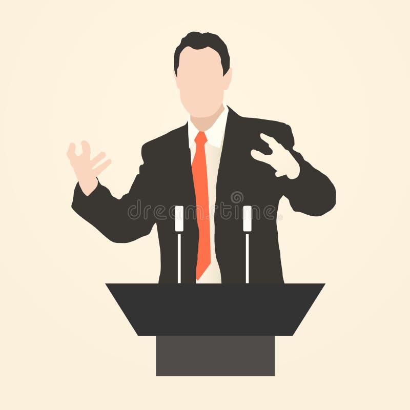 Oratore Che Parla Dalla Tribuna Illustrazione di Stock - Illustrazione ...