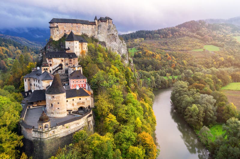 Orava Castle and Orava River, Morning Light, Slovakia, Europe Stock ...