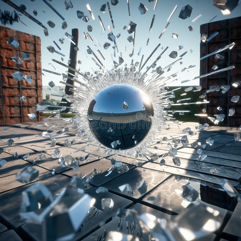 An Orb Breaking Glass in a Computer Game Style Stock Illustration ...