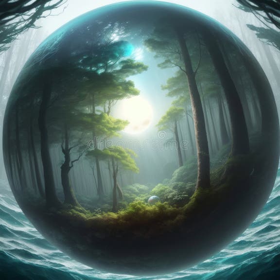 Orb Dense Concept Waves Massive Trees Environment Sphere Half Stock ...
