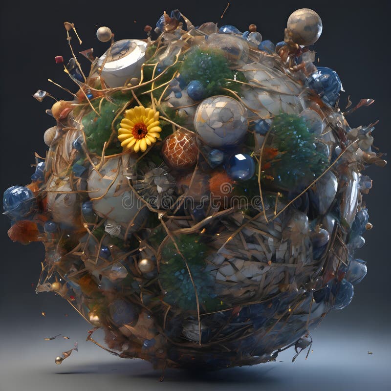Orb of Nature and Artifact: a Harmonious Composite Sphere Stock ...