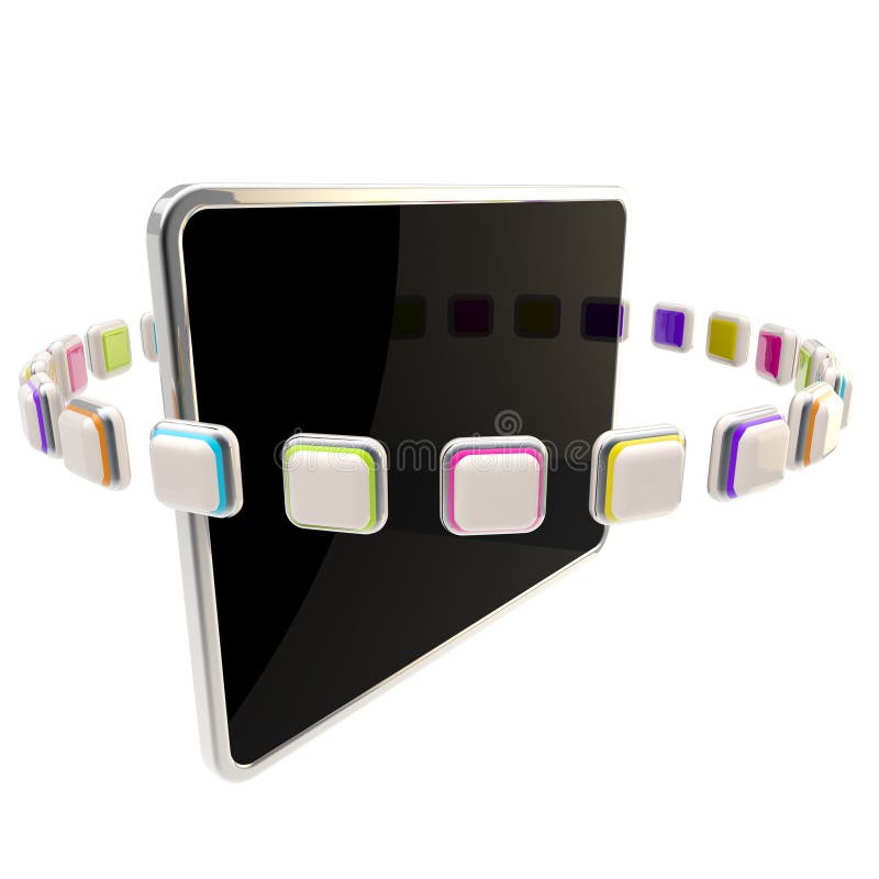 Orbit of Application Icons Around Pad Screen Stock Illustration ...