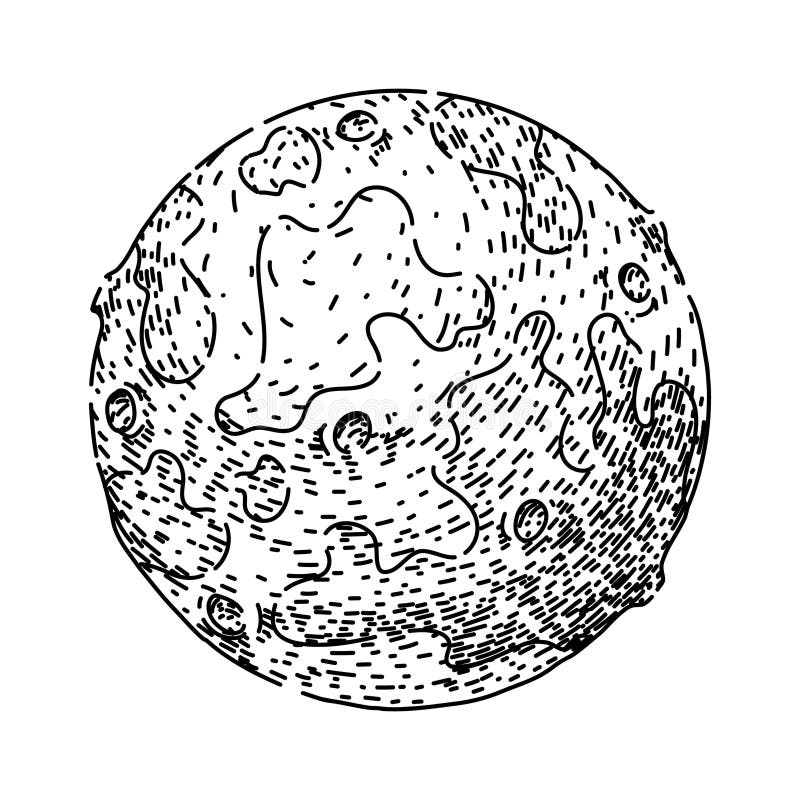 Orbit Moon Sketch Hand Drawn Vector Stock Illustration - Illustration ...