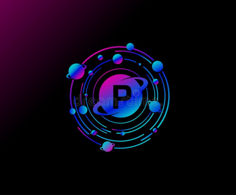 Orbit P Letter Design. Modern Planet with Line of Orbit Stock ...