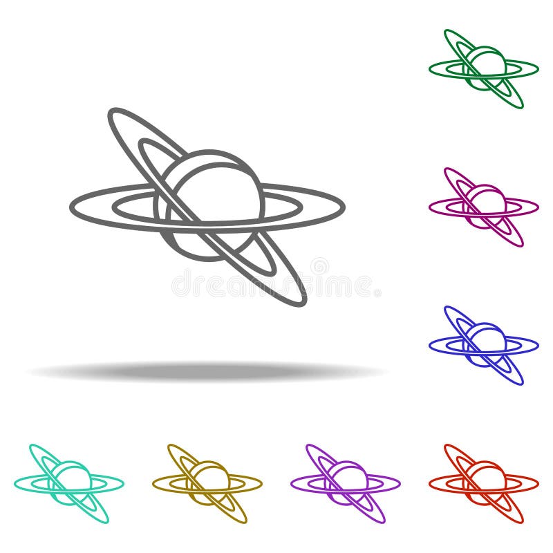 Orbit of the Planet Icon. Elements of Cartooning Space in Multi Color ...