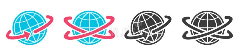 Orbit of Satellite Around Earth Planet Icon Vector Simple Graphic Set ...