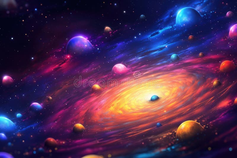 Orbit of Universe Colourful Abstract Background. Generative AI Stock ...