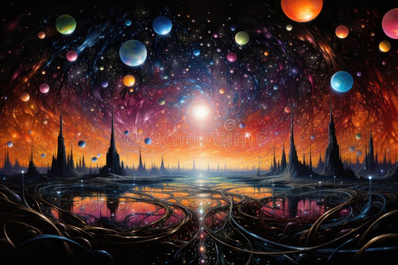 Orbit of Universe Colourful Abstract Background. Generative AI Stock ...