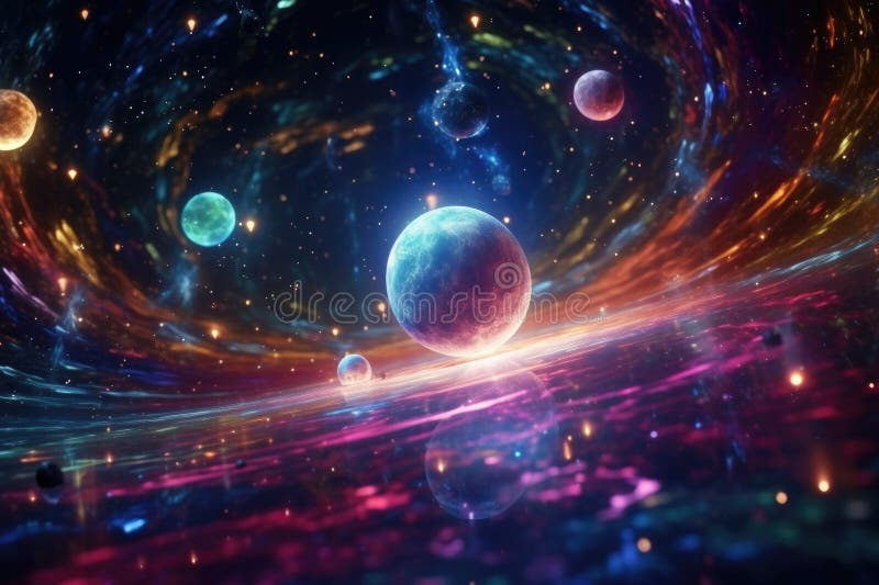 Orbit of Universe Colourful Abstract Background. Generative AI Stock ...