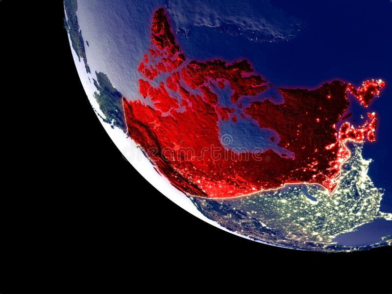 Canada from space on Earth stock illustration. Illustration of america ...