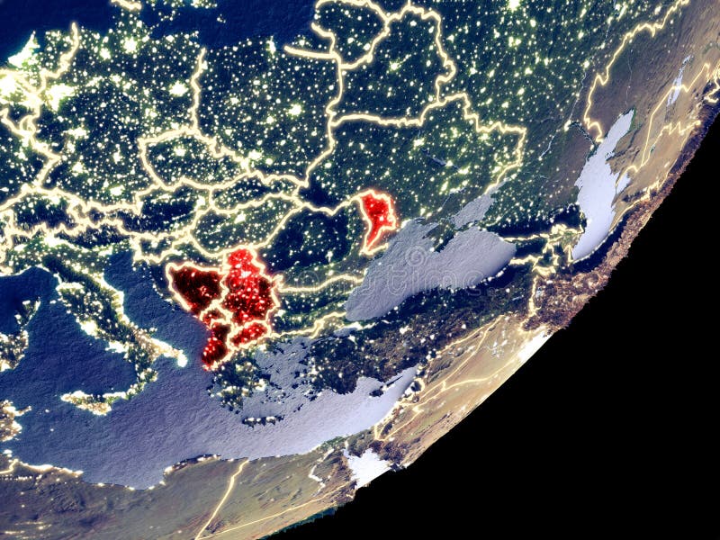 Orbit View of CEFTA Countries at Night Stock Illustration ...