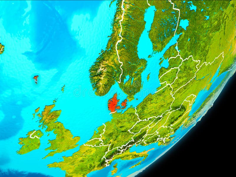 Orbit view of Denmark stock illustration. Illustration of satellite ...