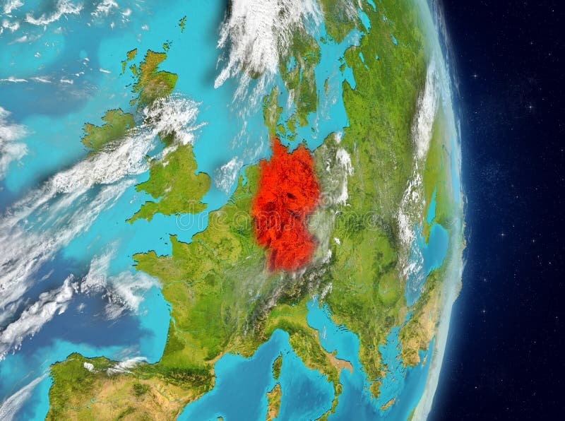 Orbit View of Germany in Red Stock Illustration - Illustration of ...