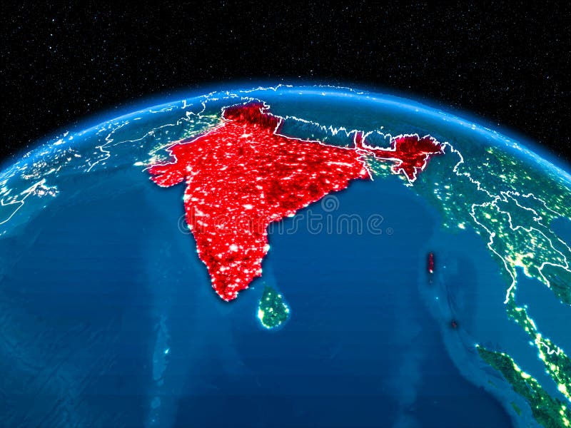 India from space at night stock illustration. Illustration of view ...