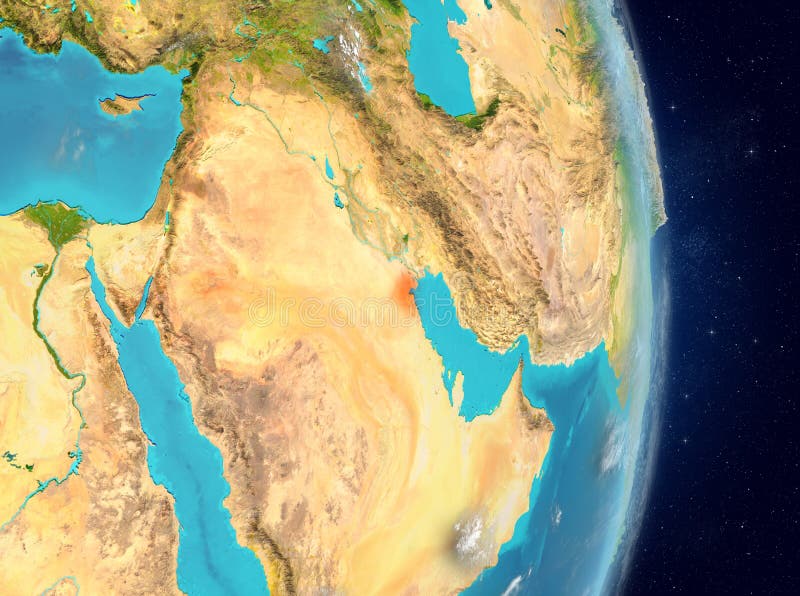 Orbit View of Kuwait in Red Stock Illustration - Illustration of ...