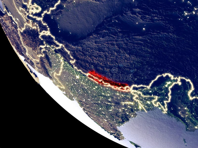 Nepal from space on Earth stock illustration. Illustration of globe ...