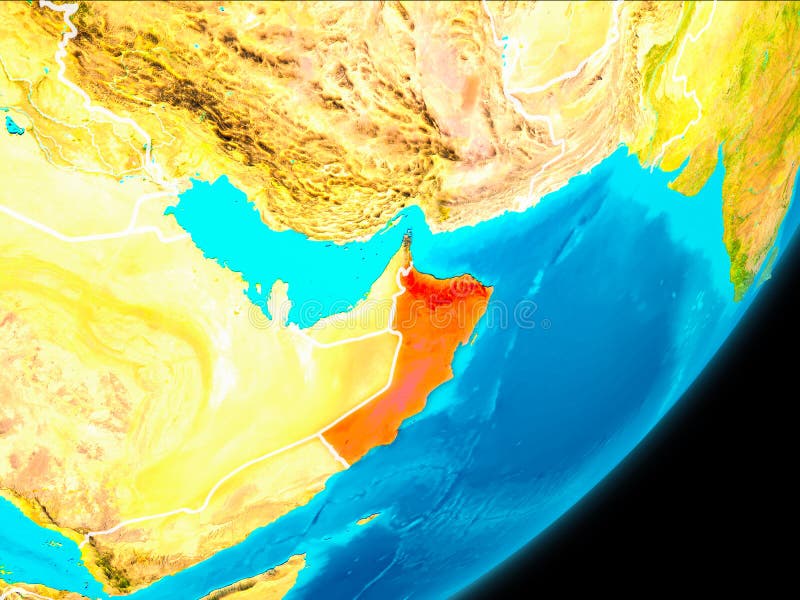 Orbit view of Oman stock illustration. Illustration of satellite ...