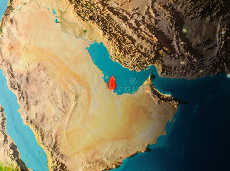 Orbit view of Qatar stock illustration. Illustration of evening - 112996030